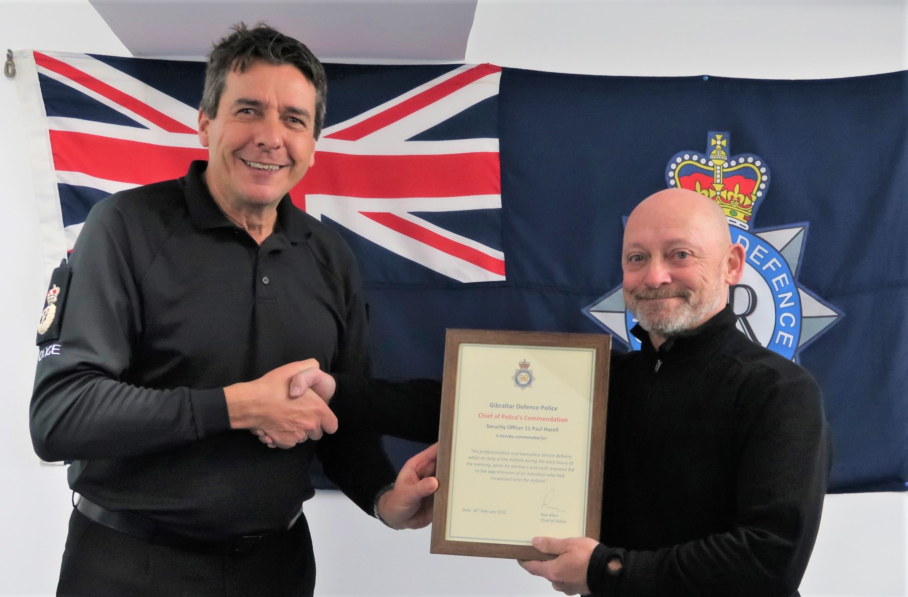 Chief of Police Commendation for Defence Guard Service - Your Gibraltar ...