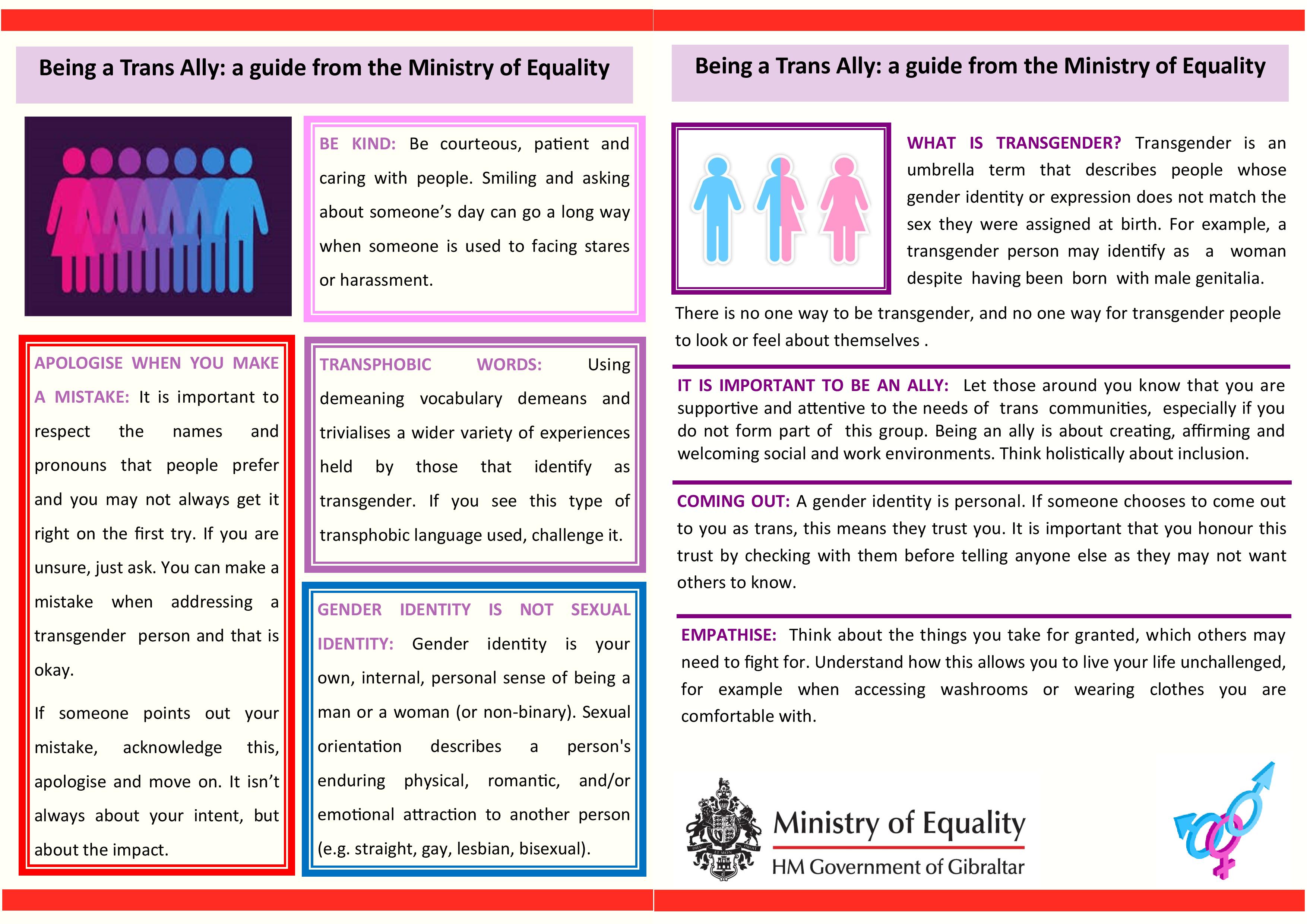 Ministry Of Equality Releases Transgender Ally Information Leaflet ...